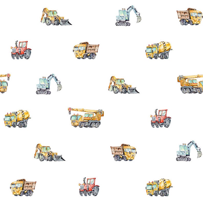 DIGITAL Paper, Watercolor Building Machines Paper, Excavator Clipart ...