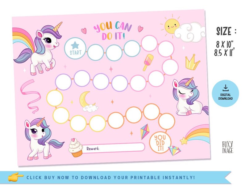 Unicorn Behavior Chart for Kids – Daily Routine & Chores Tracker ...