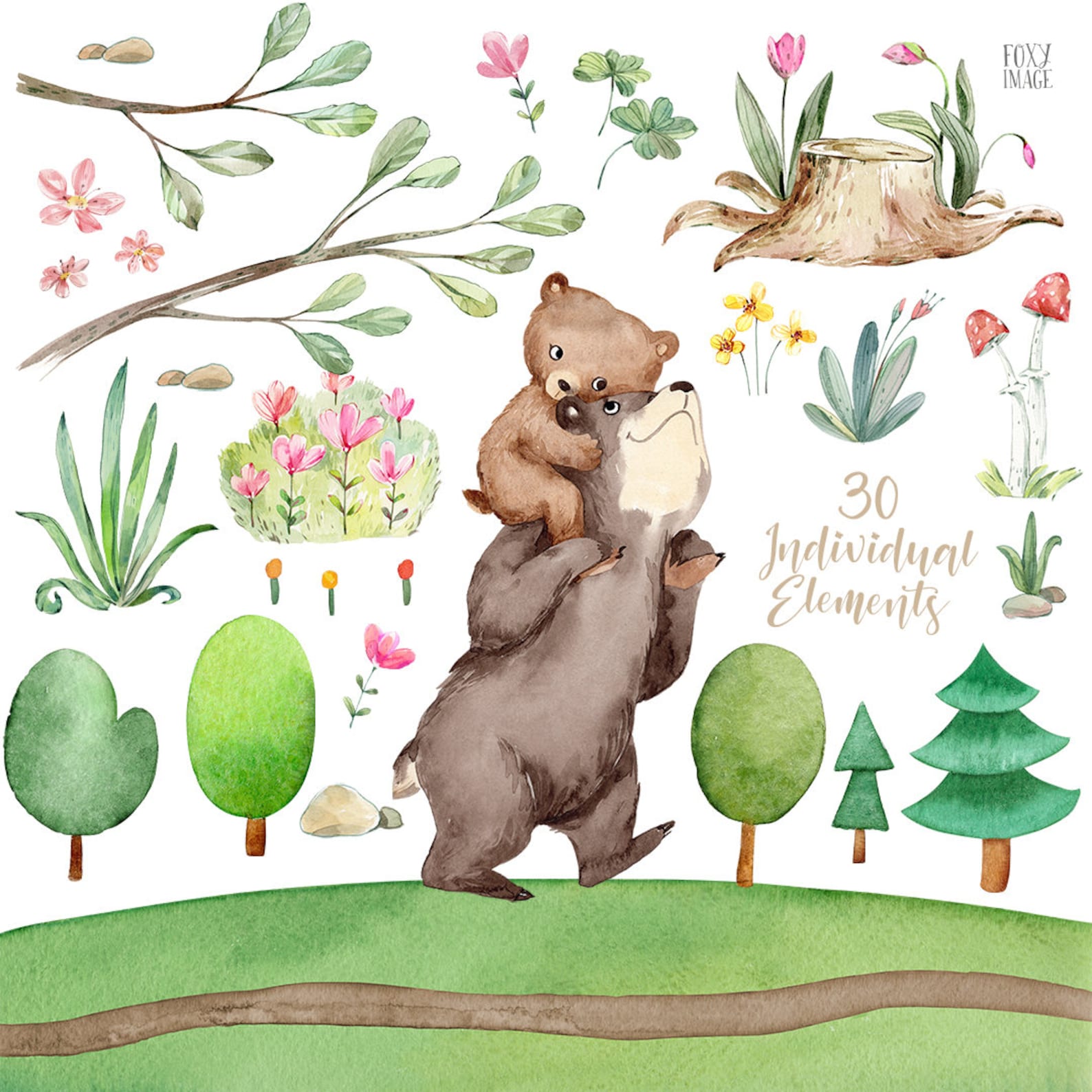 Watercolour PNG Daddy Bear, Father and Son, Animals Clipart, Little Boy ...