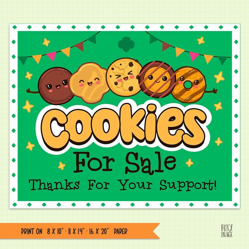 Cookie Booth Decor, Cookies Sold Here, Printable Cookie Stand Sign ...