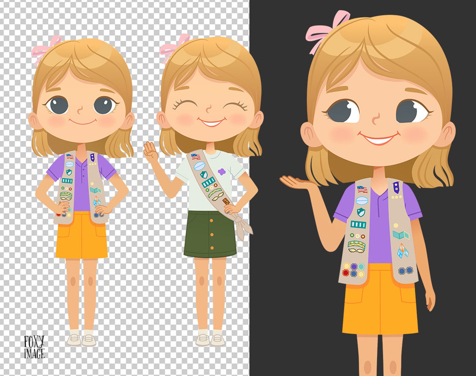 Cadette Scout Clipart, Blond Girl, Troop Graphics (digital Download) - Etsy