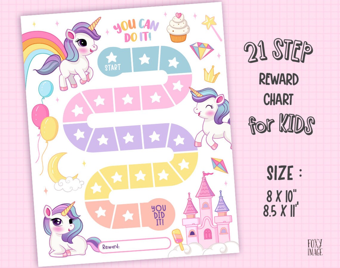 Printable Unicorn Reward Chart, Unicorn Behavior Chart, Toddler ...