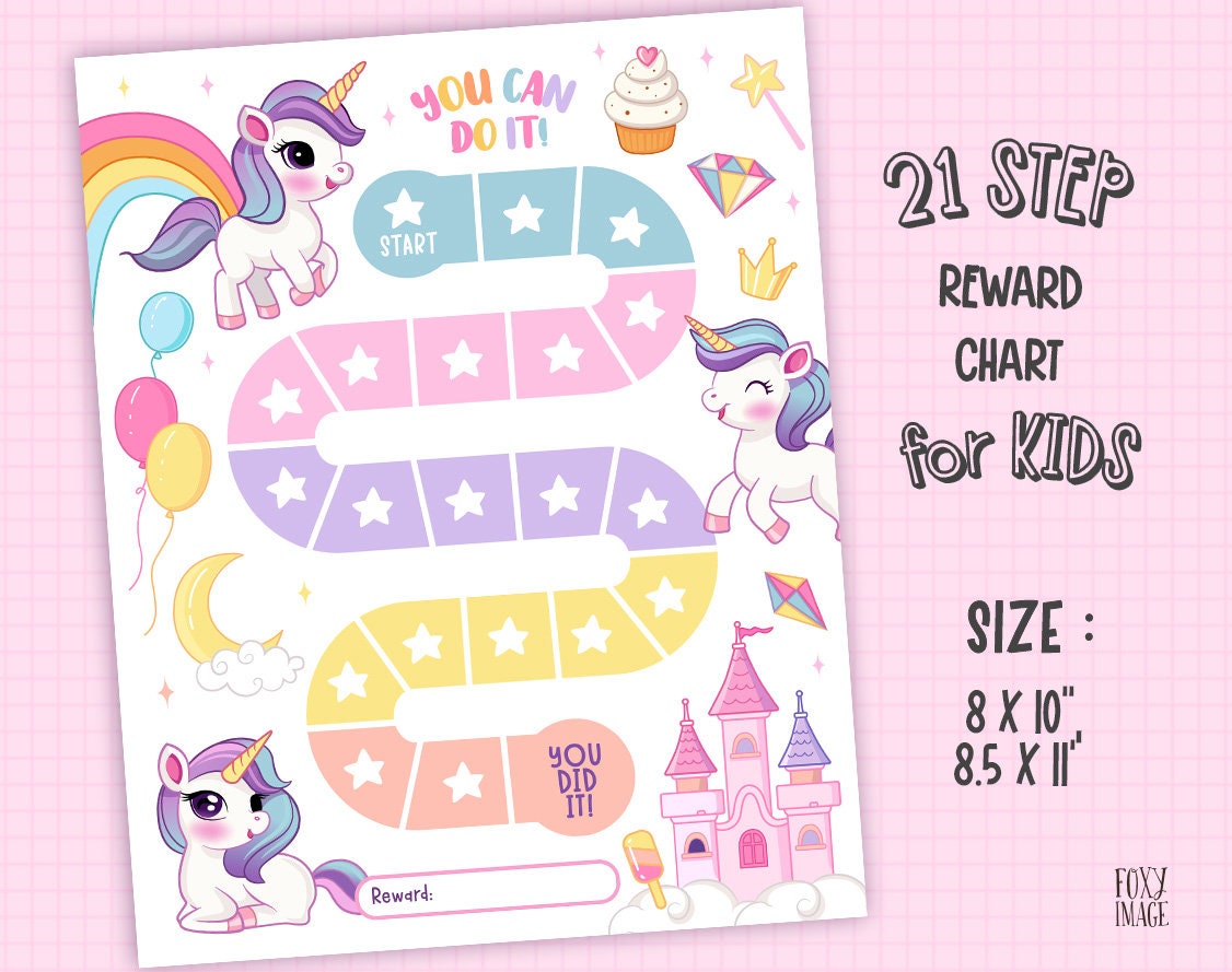 Printable Unicorn Reward Chart, Unicorn Behavior Chart, Toddler ...