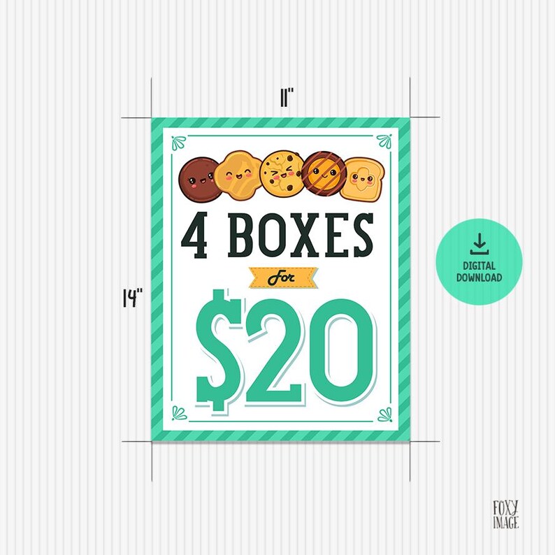 Scout Printable Cookie Price Sign, Cookie Price Sign, Printable Bake ...