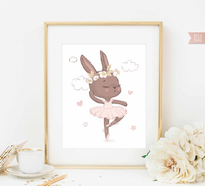 Set of 3 Wall Art Ballerina Rabbit Nursery Art Dancing - Etsy