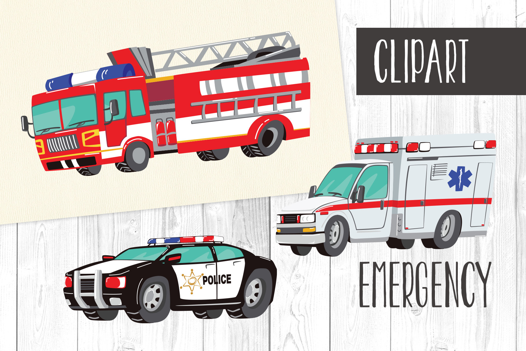 Emergency Clipart | Fire Truck | Taxi | Police Car| Ambulance | School ...