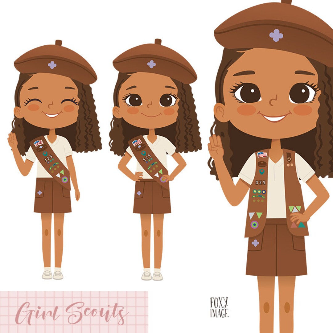 Brownie Brown Hair Clip Art, Happy Scouts, Scout Graphics, PNG Scout ...