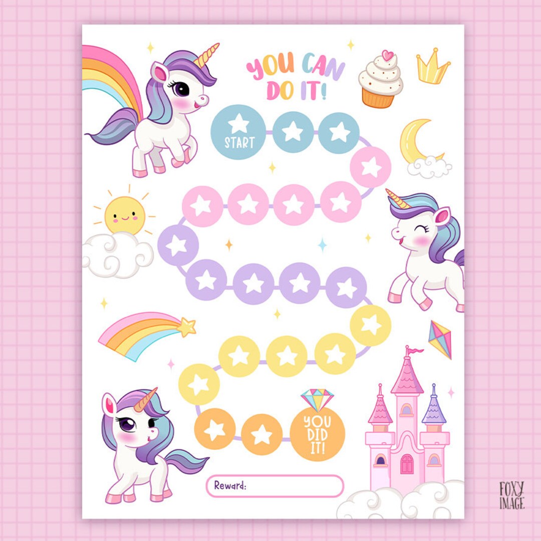 Printable Unicorn Reward Chart, Unicorn Behavior Chart, Toddler ...