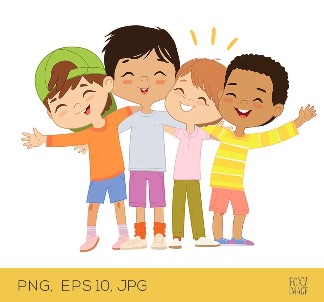 Best Friends Boys Hug School Kids PNG Hugs PNG Clipart - Etsy