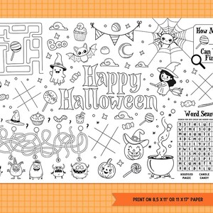 Printable Halloween Coloring Placemat, Halloween Coloring Page ...