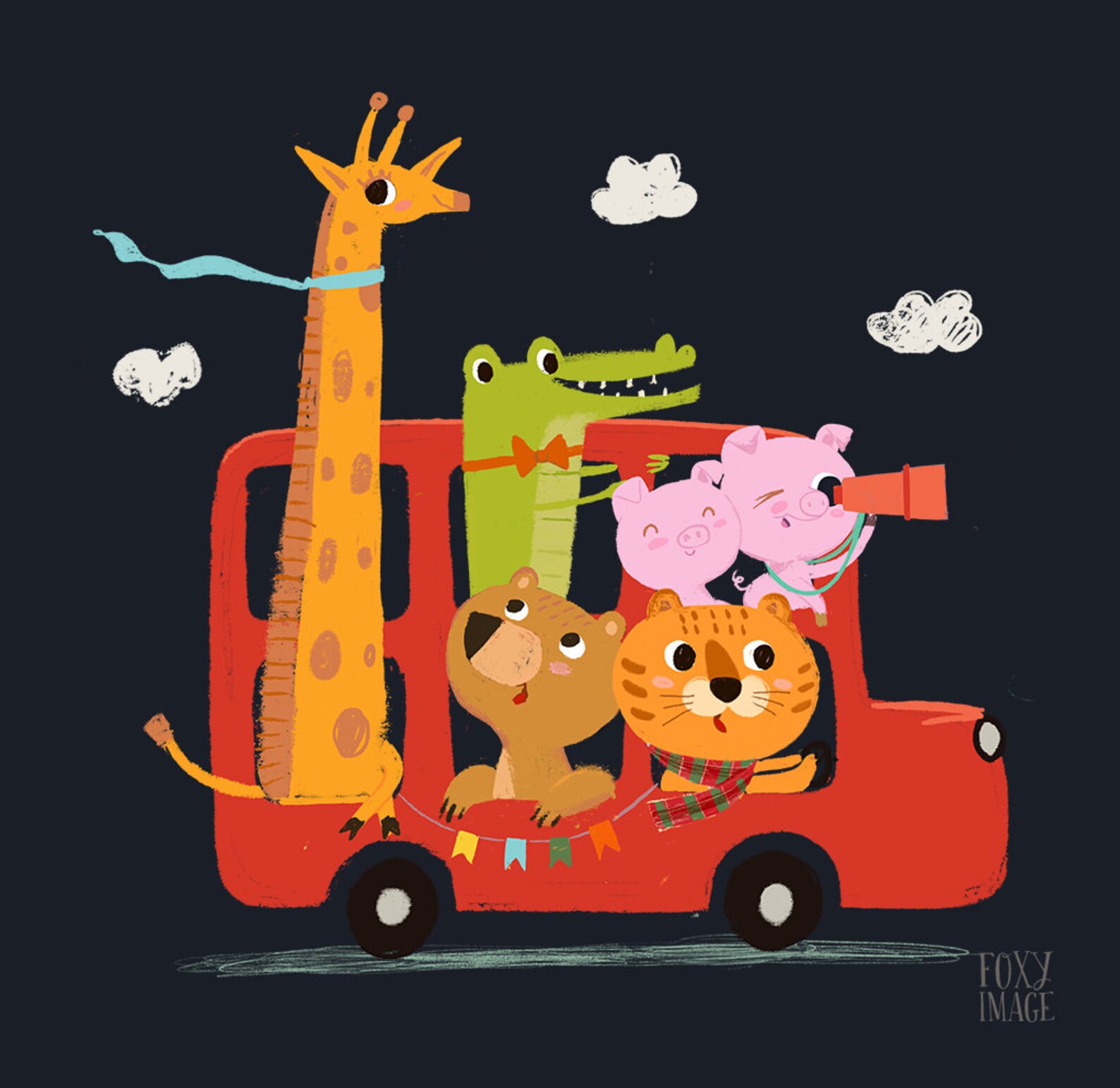 Funny Bus PNG, Animals in the Bus Clipart, Transportation Clipart, Cute ...
