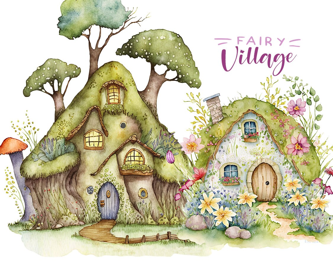 Fairy House Clipart Png, Fairies Watercolour, Magic Woodland, Digital ...