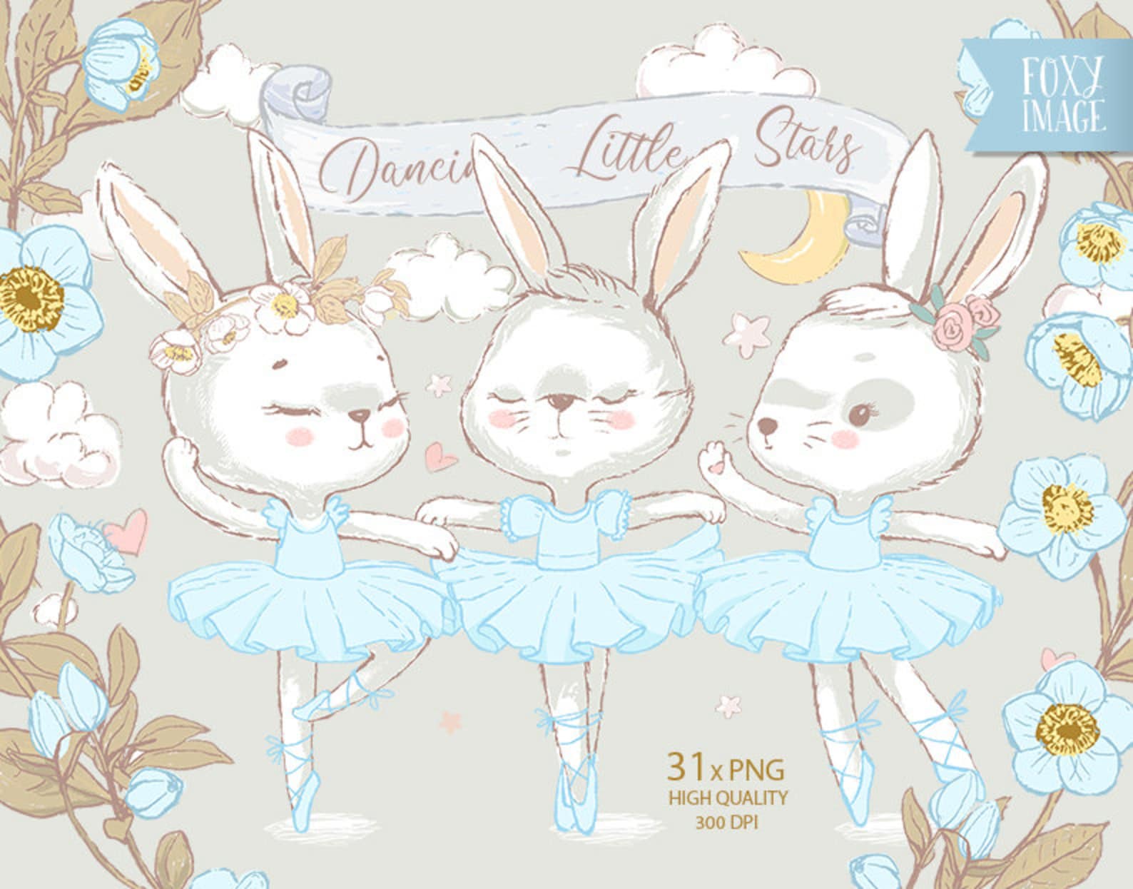 White Ballerina Bunny Dancing Bunny PNG Clipart Little Bunny - Etsy
