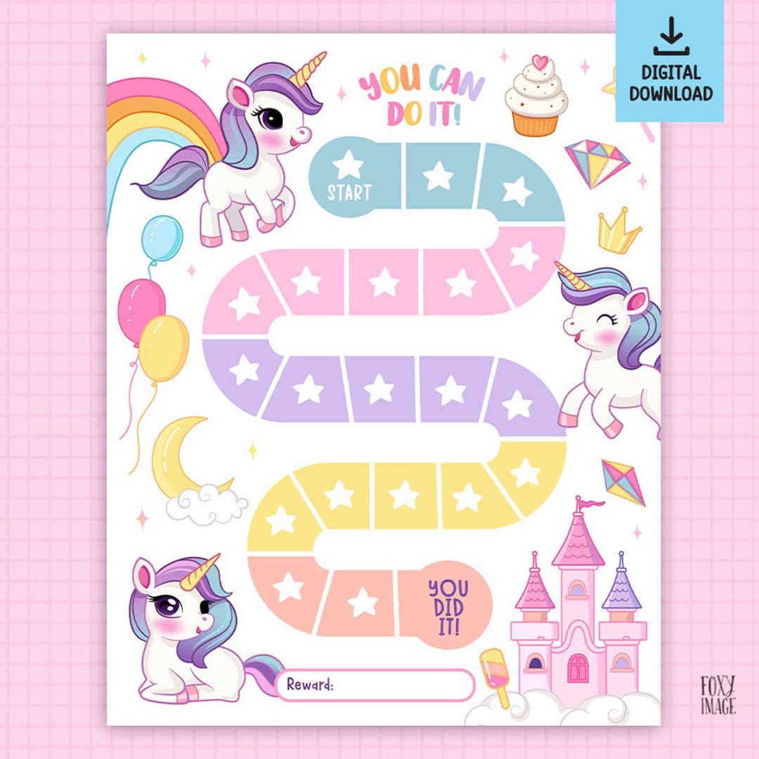 Printable Unicorn Reward Chart, Unicorn Behavior Chart, Toddler ...