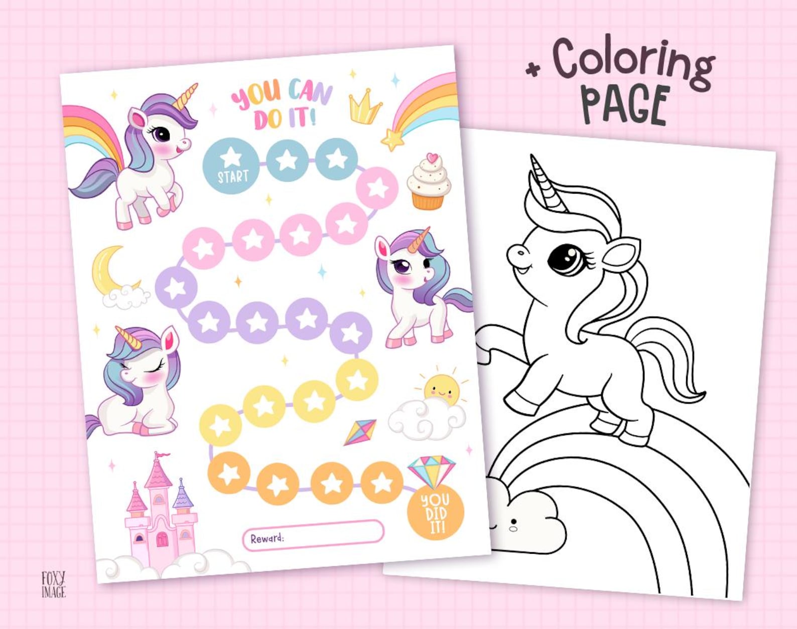 Unicorn Potty Training Chart for Kids | Printable Unicorn Reward Chart ...