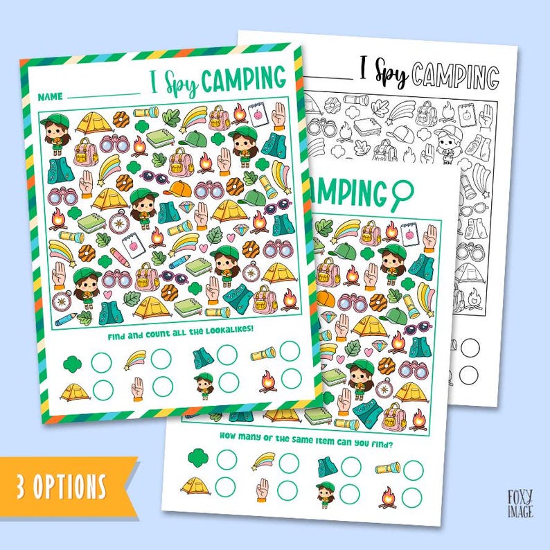 Scout I Spy Game for Kids – Camping Activity Printable PDF • Find ...