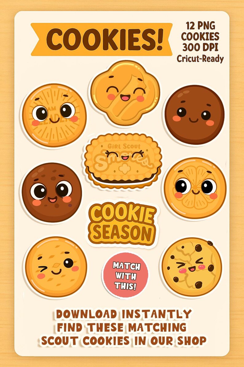 Kawaii Cookies Clipart, Funny Scouts Design (digital Download) - Etsy