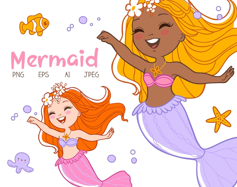 Mermaids Girls PNG Clipart Mermaids PNG Mermaids Clipart - Etsy