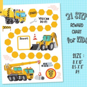 Construction Reward Chart, Toddler Behavior Motivation (digital ...