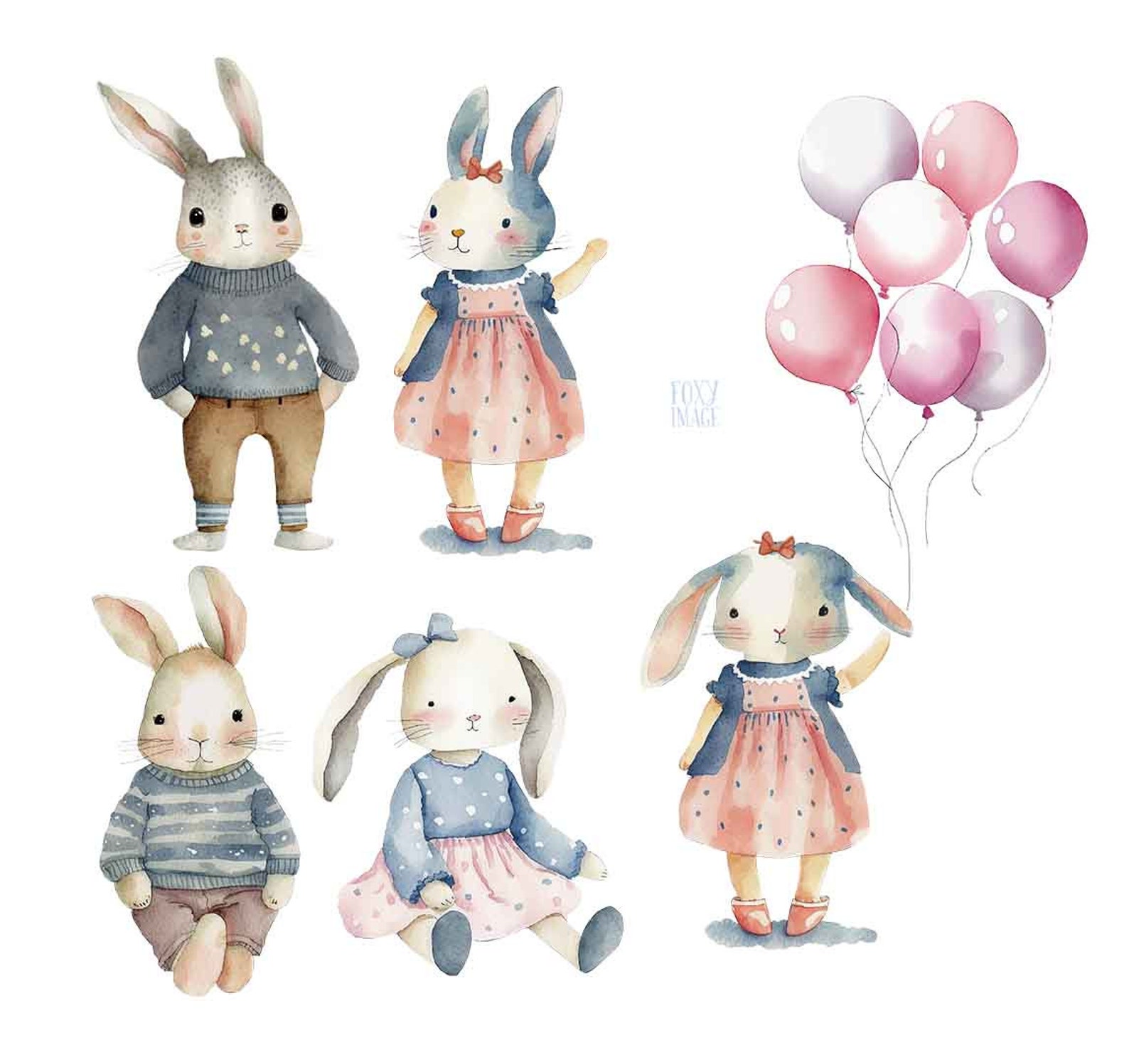 Easter Bunny Clipart, Bunny PNG Clipart, Boy and Girl, Little Bunny ...