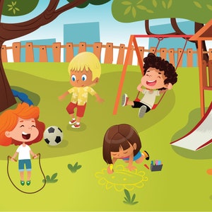 School Kids, Kindergarten Clipart, School Games Clipart, Playground ...