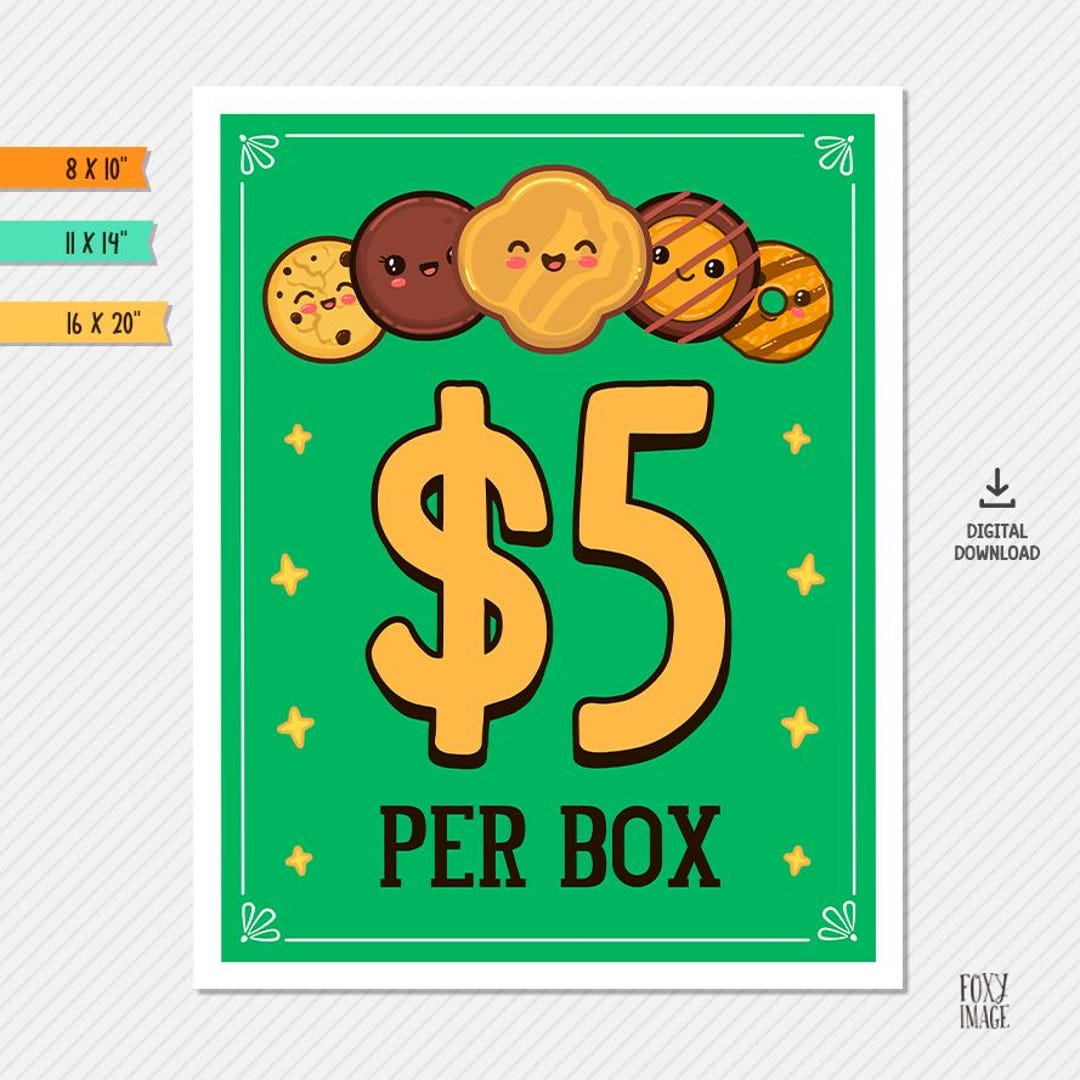 Cookie Price Sign, Printable Bake Sale Fundraiser Sign, Booth Sales ...