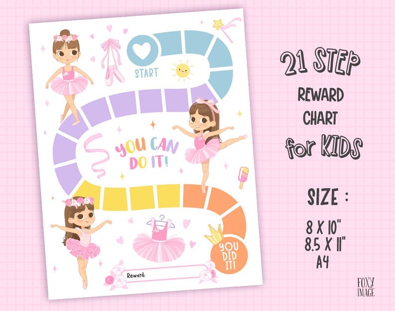 Printable Ballerina Reward Chart, Ballerina Behavior Chart, Toddler ...