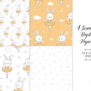 DIGITAL Paper, Dancing Ballerina, Ballerina Bunny, Ballerina Girl Paper ...