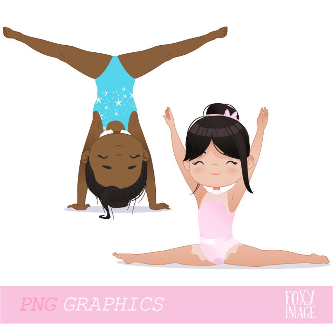 Gymnast girls Clip art Gymnastics Clipart Girl on Splits | Etsy