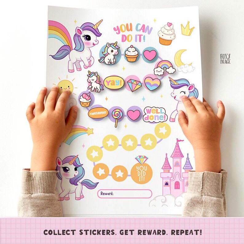Unicorn Reward Chart With Stickers: Kids Behavior Tracker (PDF) - Etsy