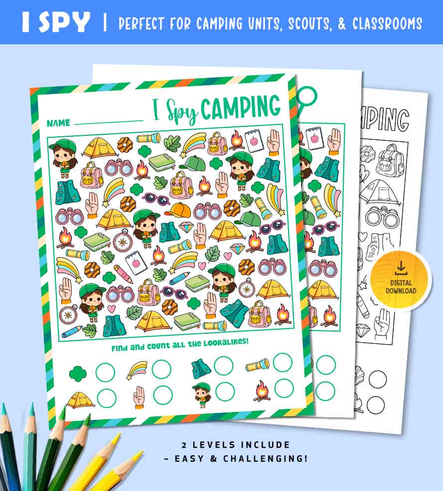 Scout I Spy Game for Kids – Camping Activity Printable PDF • Find ...