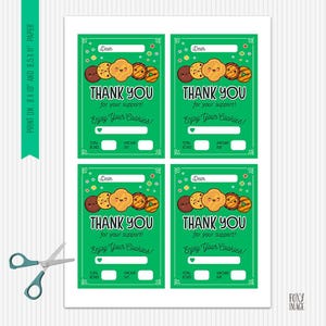 Printable Cookie Thank You Card – Cute Treat Tags for Kids' Fundraiser ...