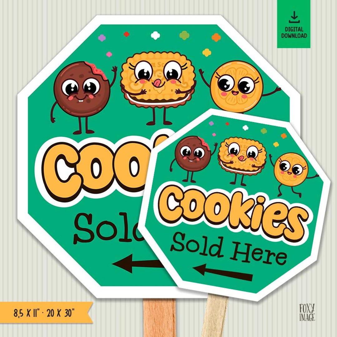 Girl Scout Cookies STOP Sign, Cookie Booth Yard Sign, Digital Cookie ...