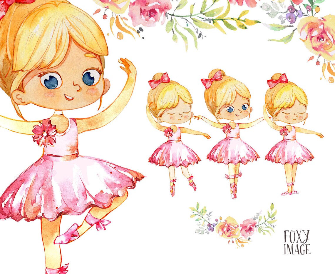 Ballerina Clipart Watercolor Ballerinas Girls PNG Clipart - Etsy