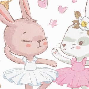 White and Brown Ballerina Rabbits, Dancing Bunny PNG Clipart, Little ...