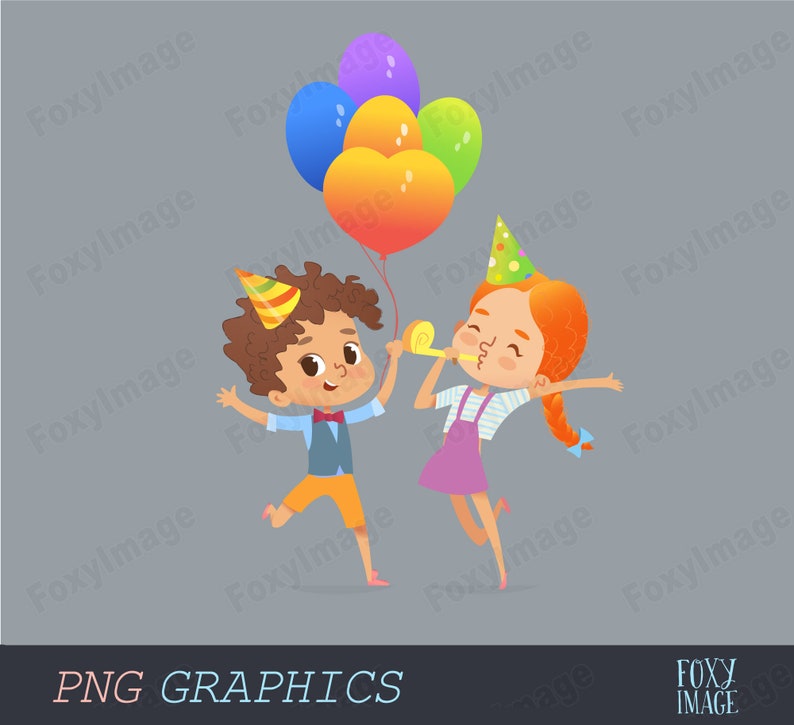 Birthday Party Characters Set 1, PNG Clipart, Birthday Party Clipart ...