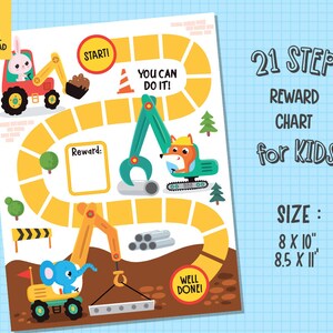 Construction Animals Reward Chart, Toddler Behavior Tracker (digital ...