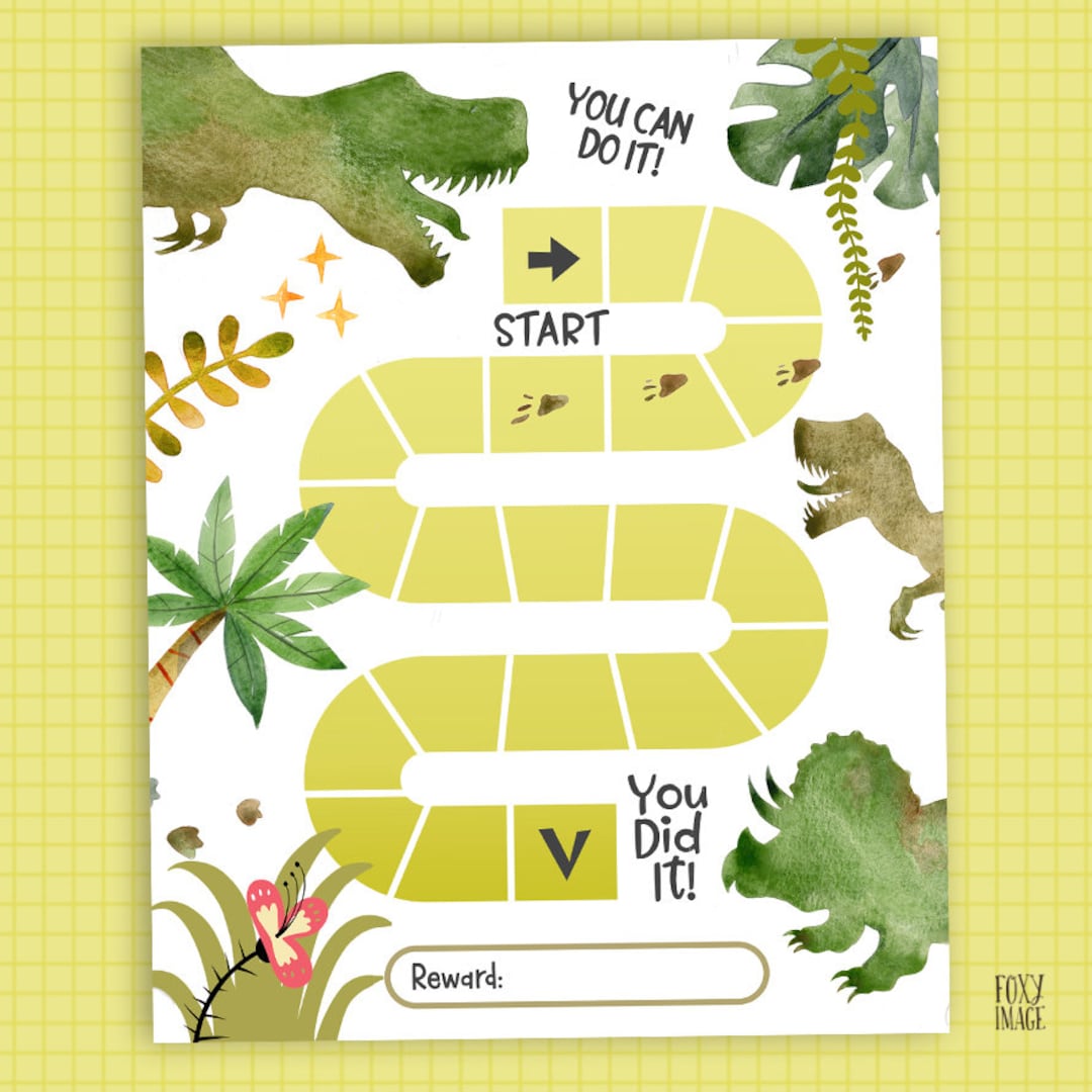 Printable Dinosaur Reward Chart, Dinosaur Behavior Chart, Toddler ...