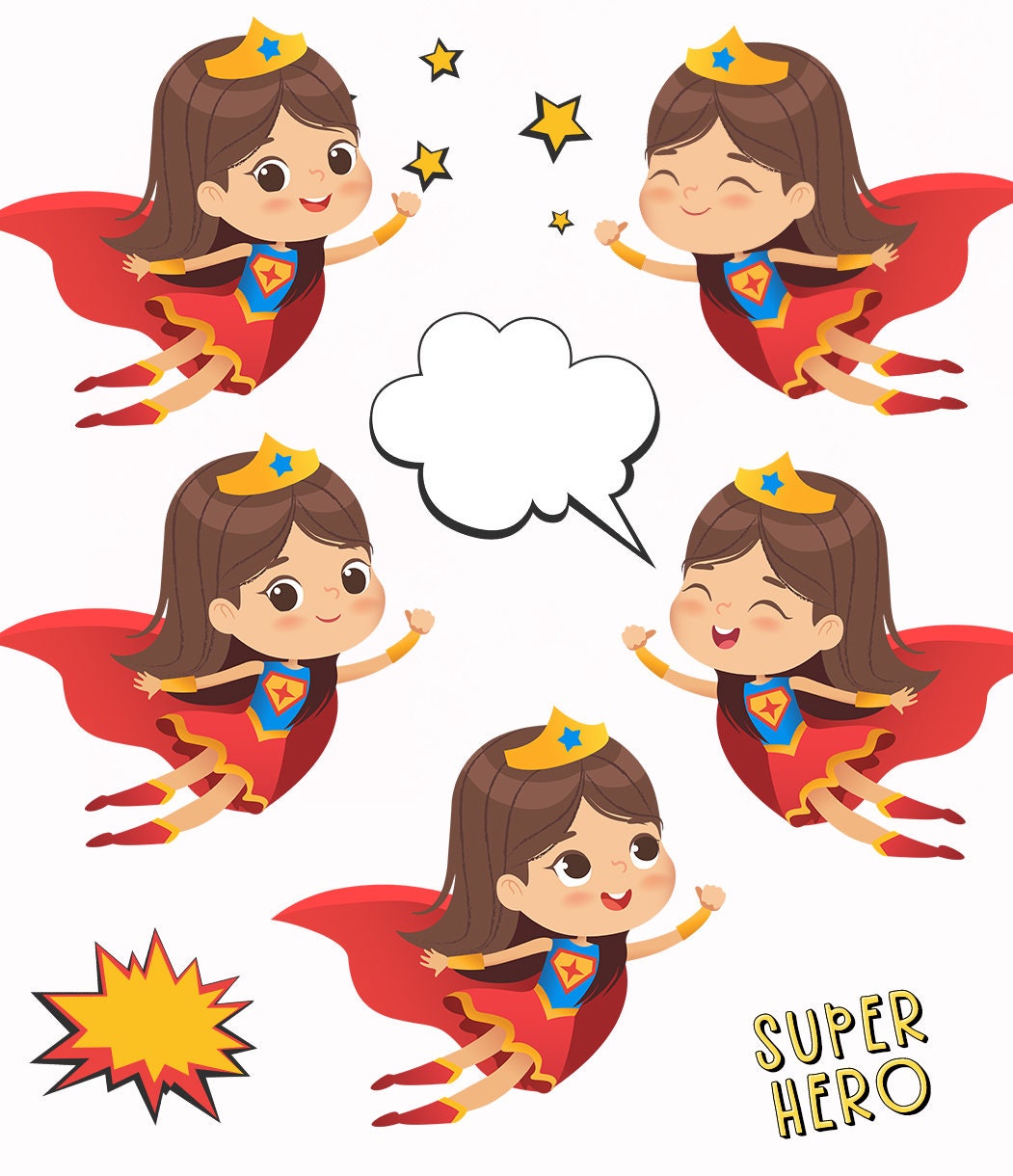 Super Hero, Super Hero PNG Clipart, Brown Hair Girl, Super Hero Party ...