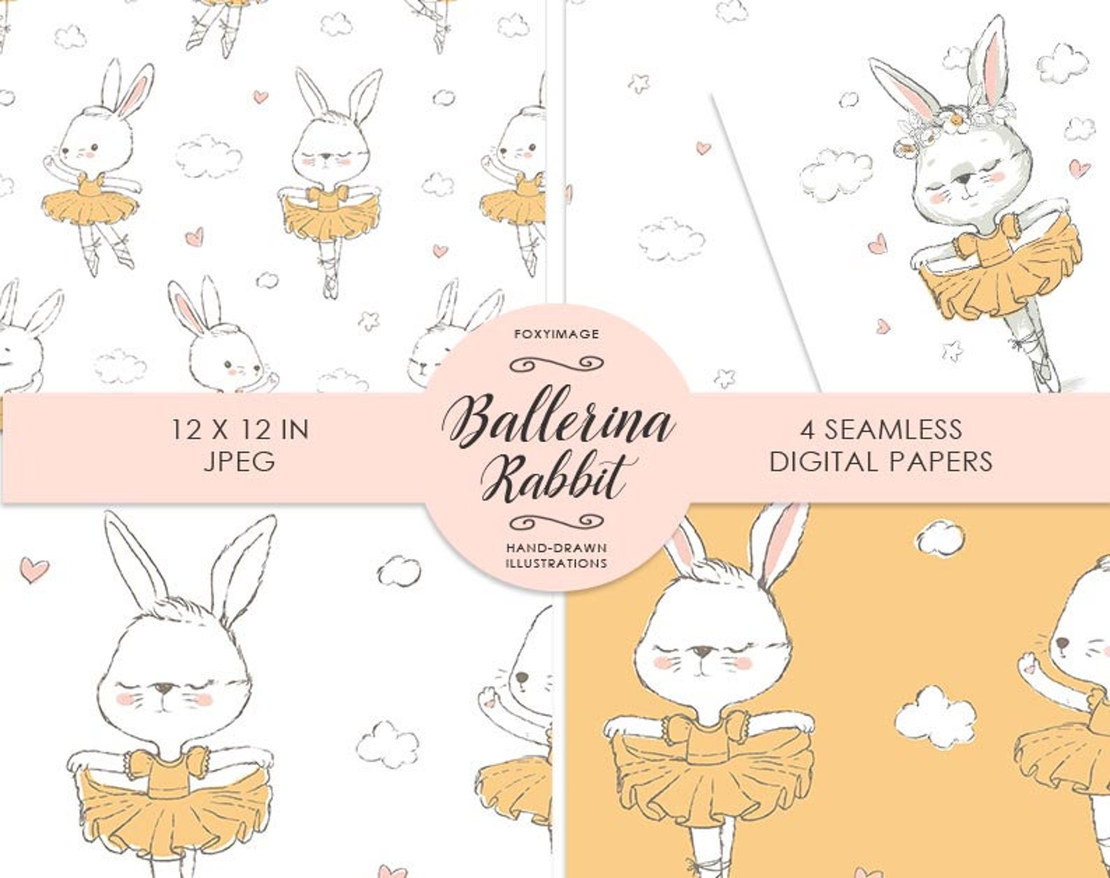 DIGITAL Paper Dancing Ballerina Ballerina Bunny Ballerina - Etsy