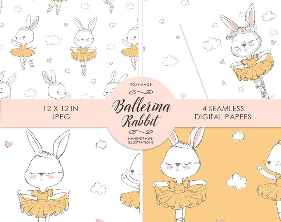 DIGITAL Paper Dancing Ballerina Ballerina Bunny Ballerina - Etsy