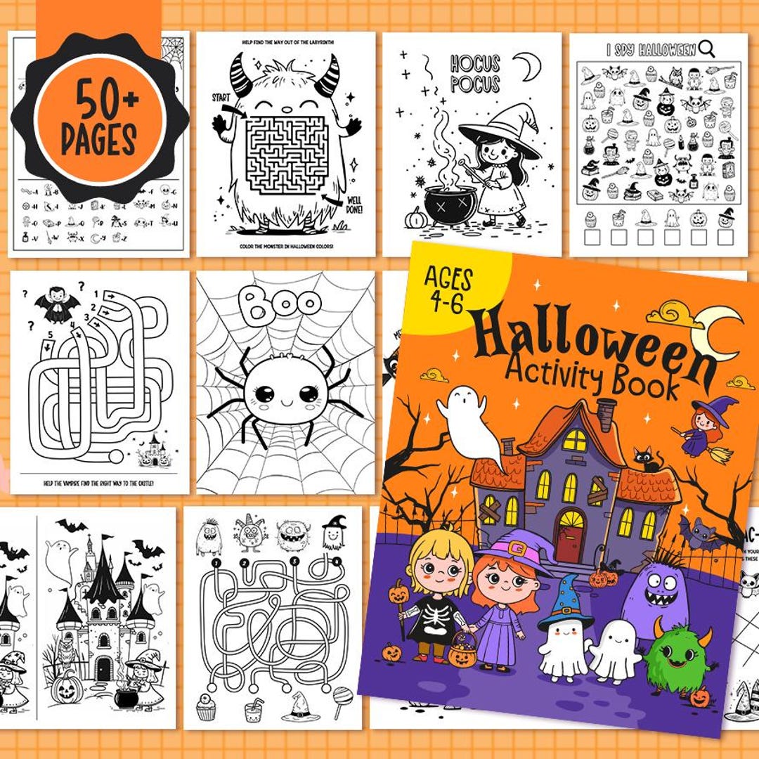 Printable Halloween Activity Book, Halloween Coloring Pages, Halloween ...