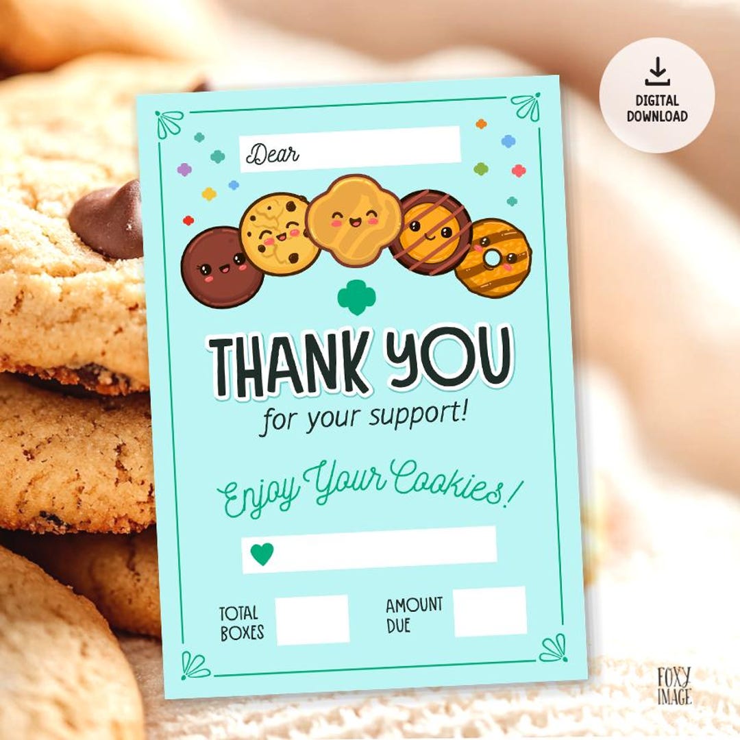 Thank You Cookie Tag – Printable Treat Labels for Cookie Sale, Cute ...