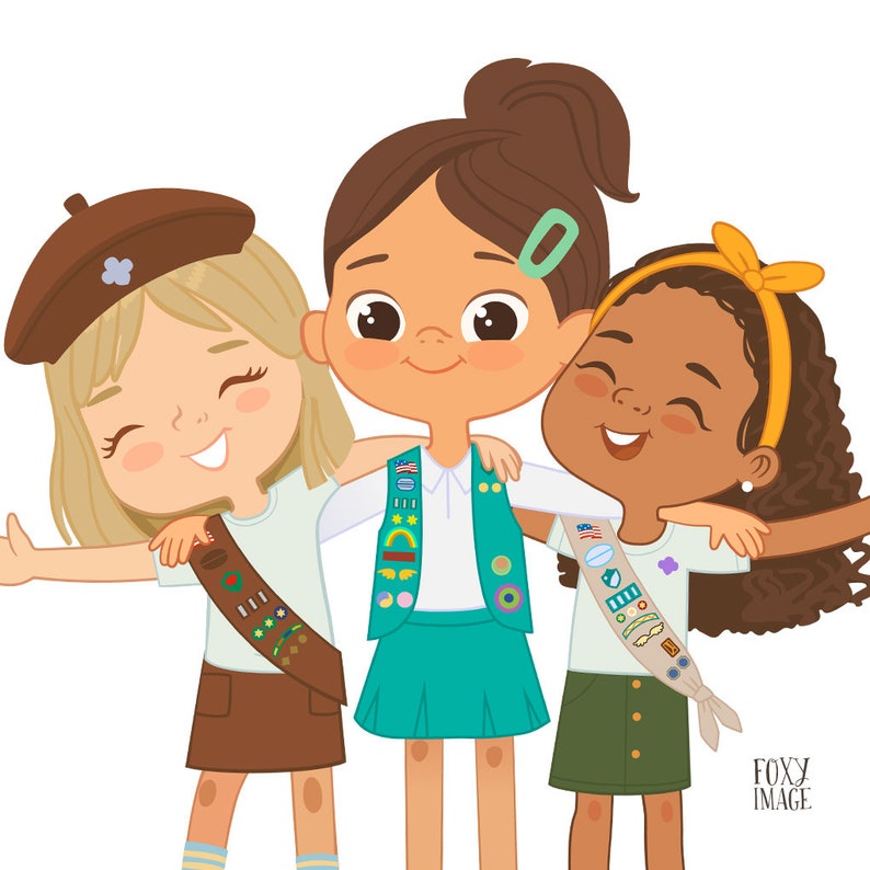 Cadette, Junior, Brownies Girls, Happy Girls Hugging, Scout PNG Clipart ...