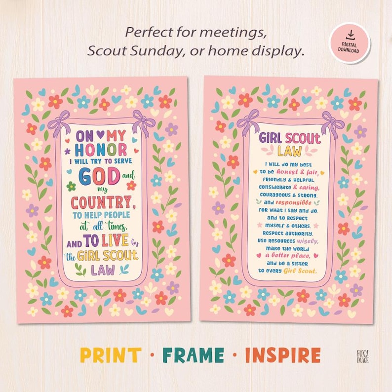 Scout Promise Poster Set | God & Community Versions | Scout Girl Wall ...