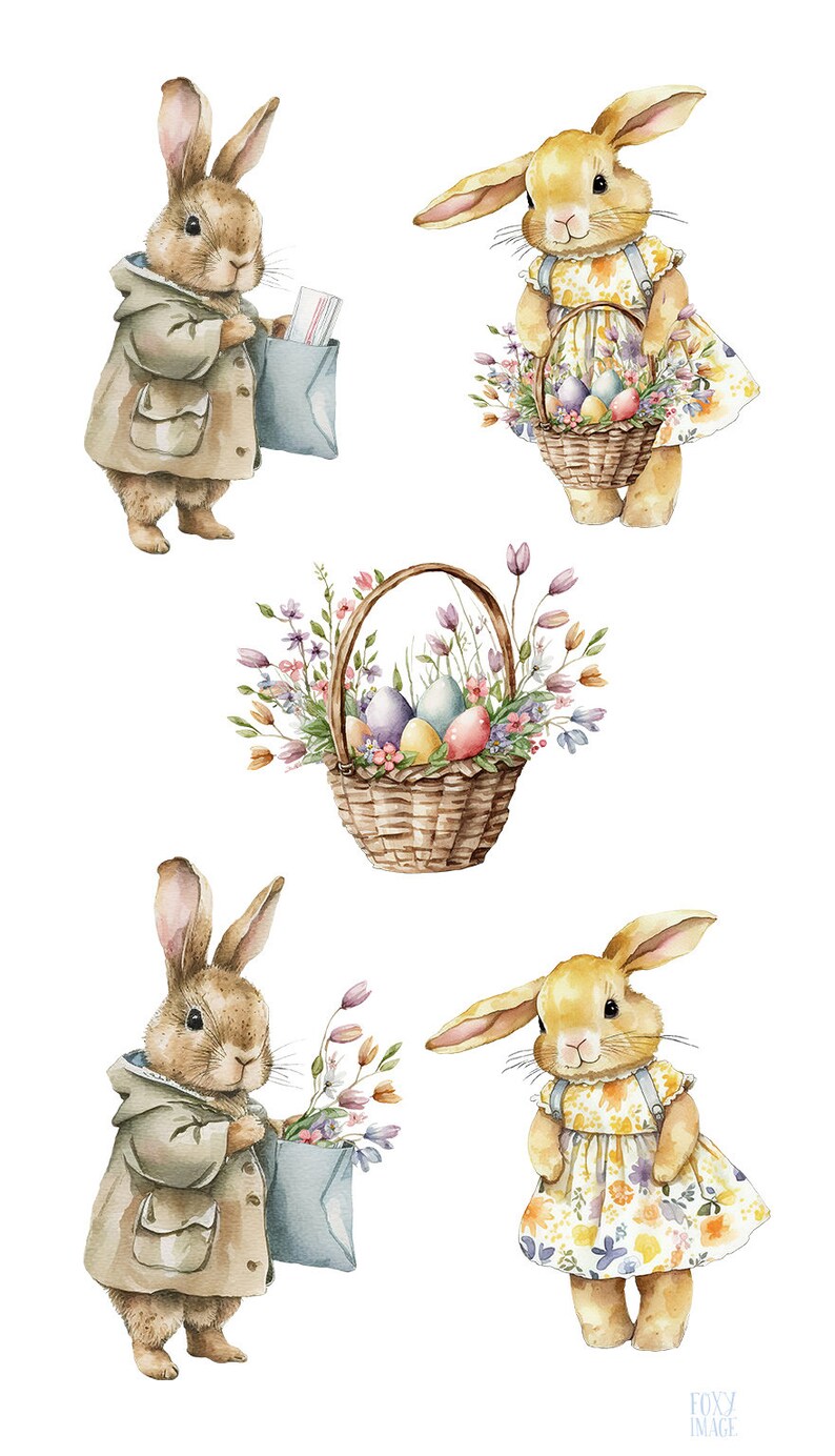 Easter Bunny Clipart, Bunny PNG Clipart, Boy and Girl, Little Bunny ...