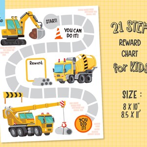 Printable Building Machines Reward Chart, Excavator Behavior Chart ...