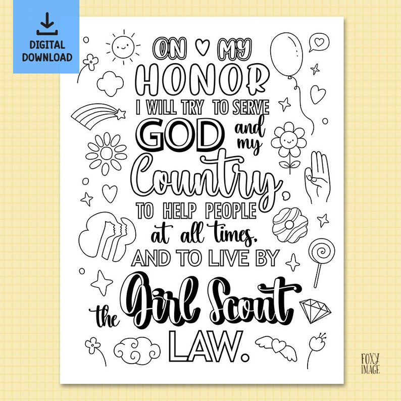 Girl Scout Law Coloring Page, Girl Scouts Logo, Girl Scout Coloring ...