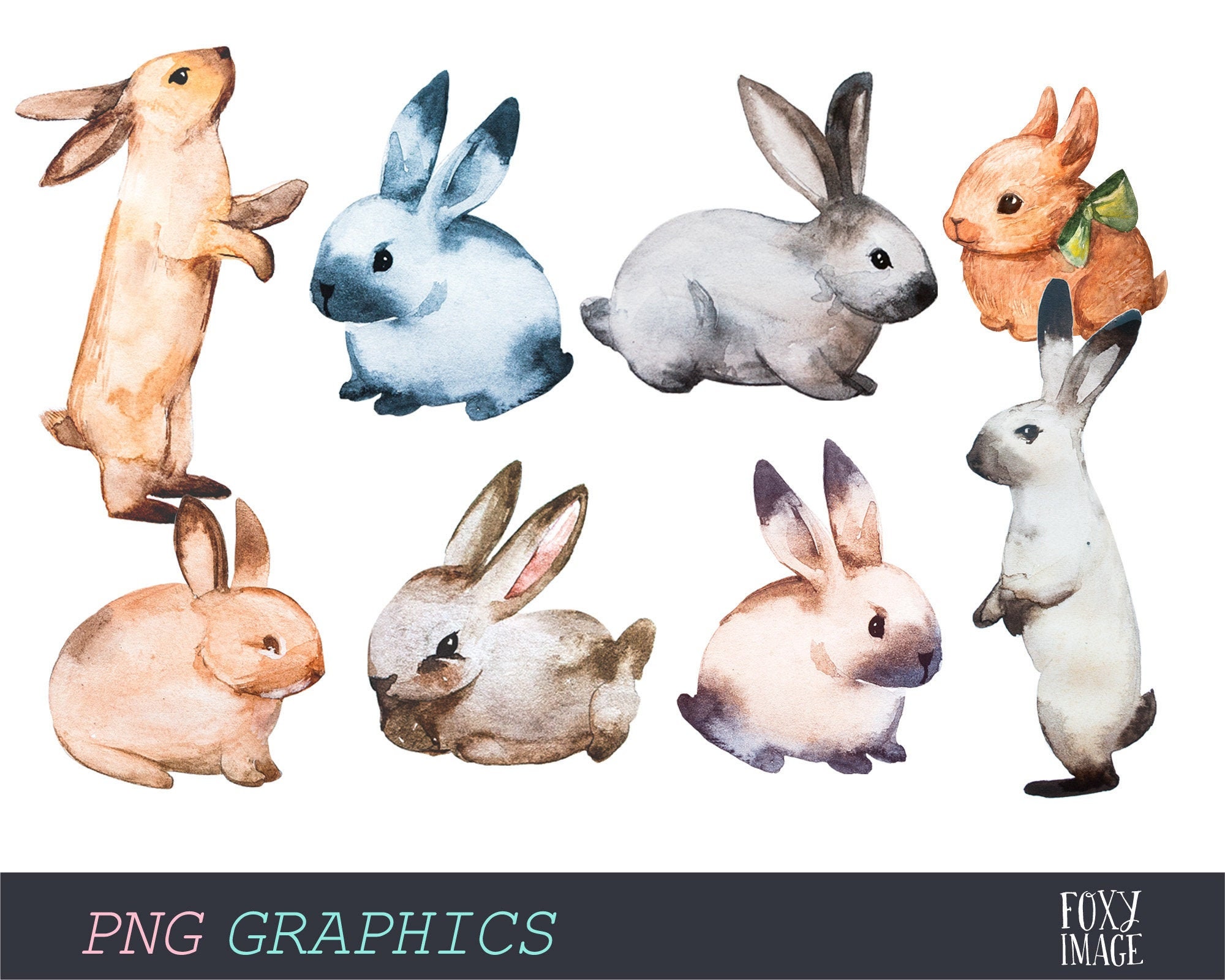 Cute Bunny Watercolor Illustration Download Rabbit Watercolour PNG ...