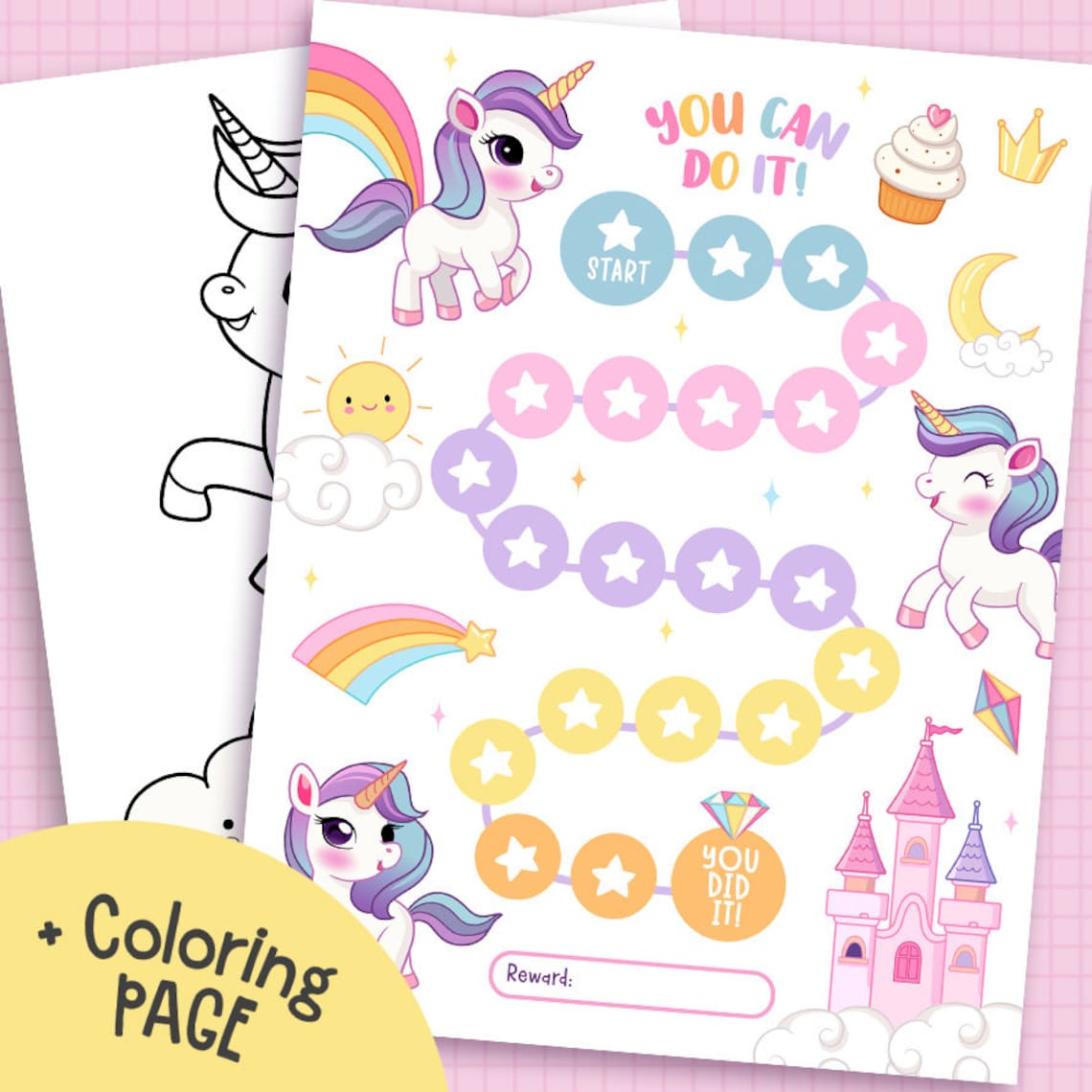 Printable Unicorn Reward Chart, Unicorn Behavior Chart, Toddler ...